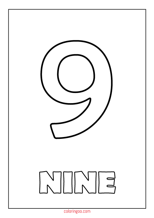 Printable Number 9 Nine Coloring Page PDF For Kids Printable Number 9 Nine Coloring Page PDF For Kids