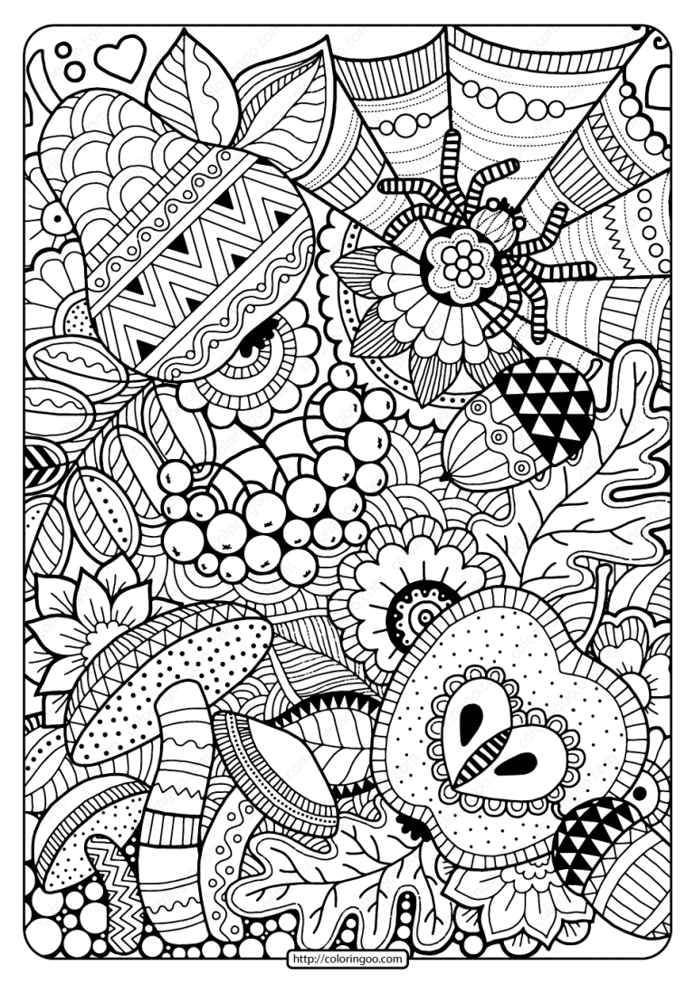 Printable Autumn Zentangle Coloring Page