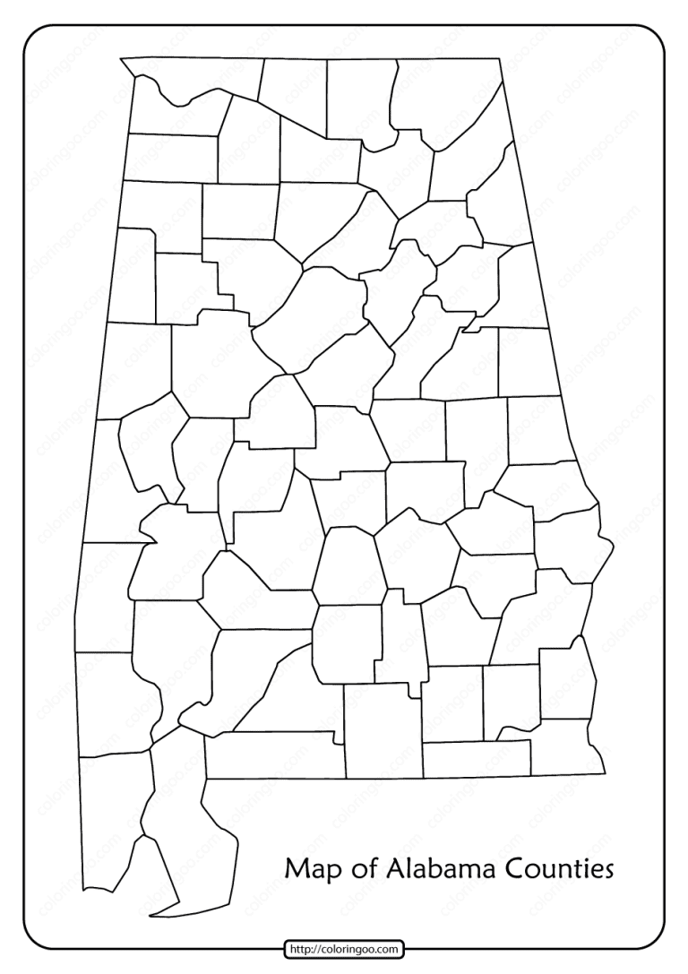 Printable Blank Map of Alabama Counties Pdf Worksheet