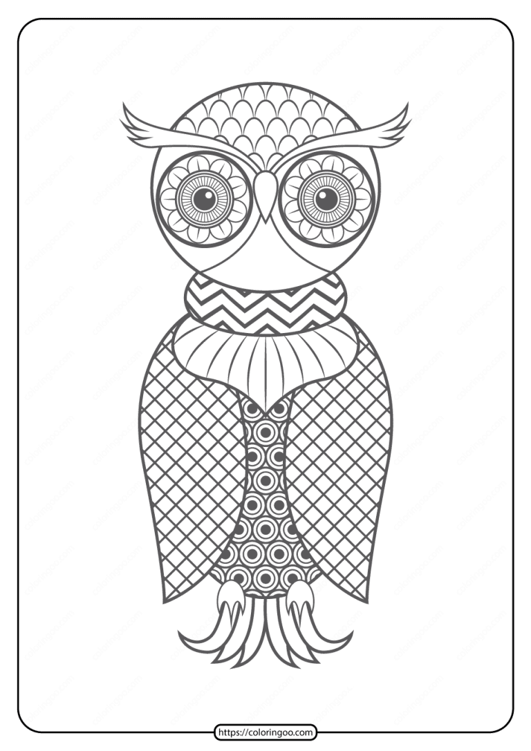 Free Printable Owl Pdf Animals Coloring Pages 016