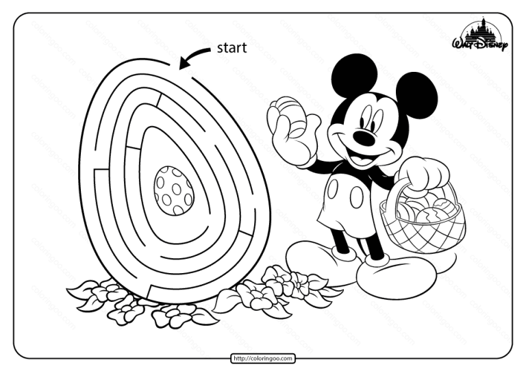 Printable Mickey Mouse Maze Game Coloring Page