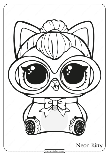 Printable LOL Doll Surprise Neon Kitty Coloring Page