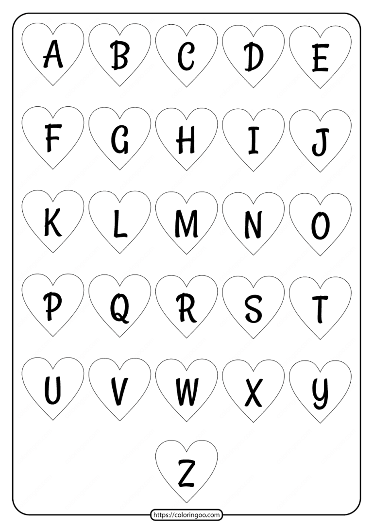 Printable Heart Shaped Alphabet Uppercase Letters