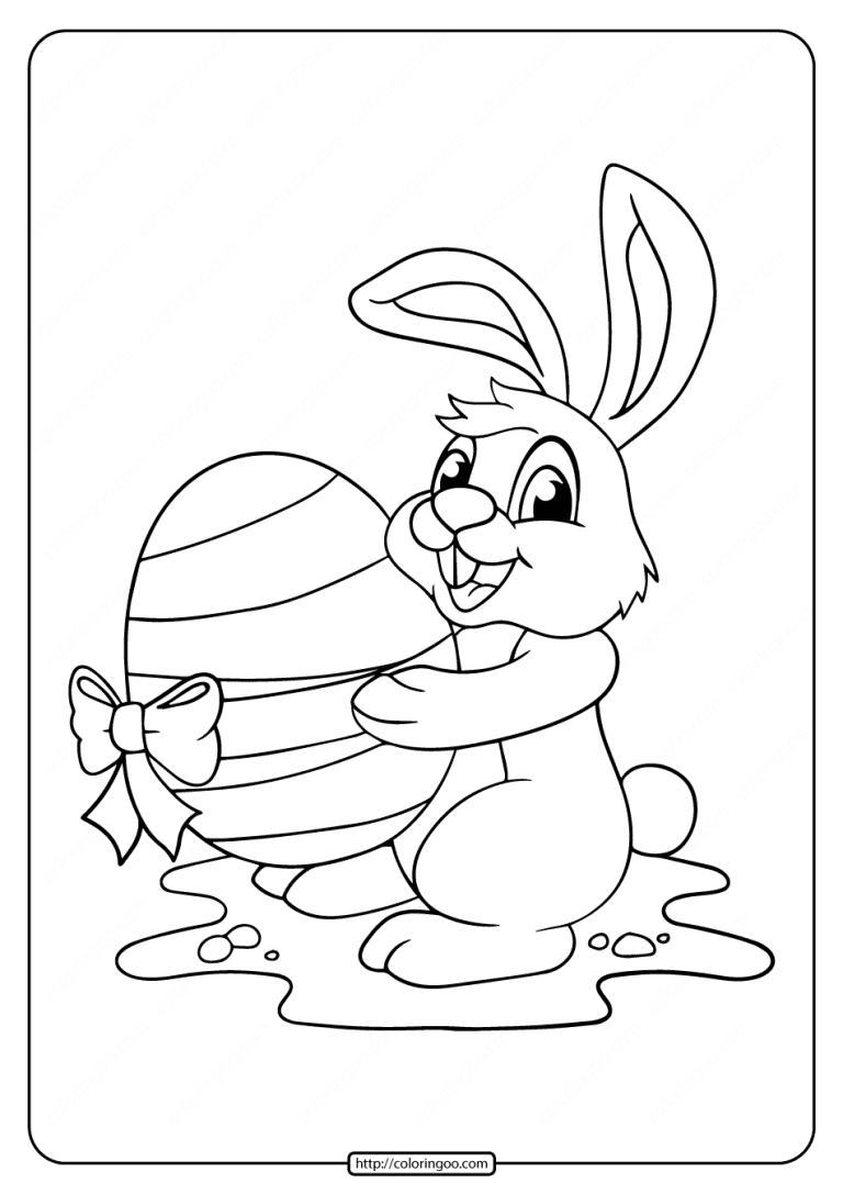 Free Printable Cute Bunny Rabbit Pdf Coloring Page - Free Printable ...
