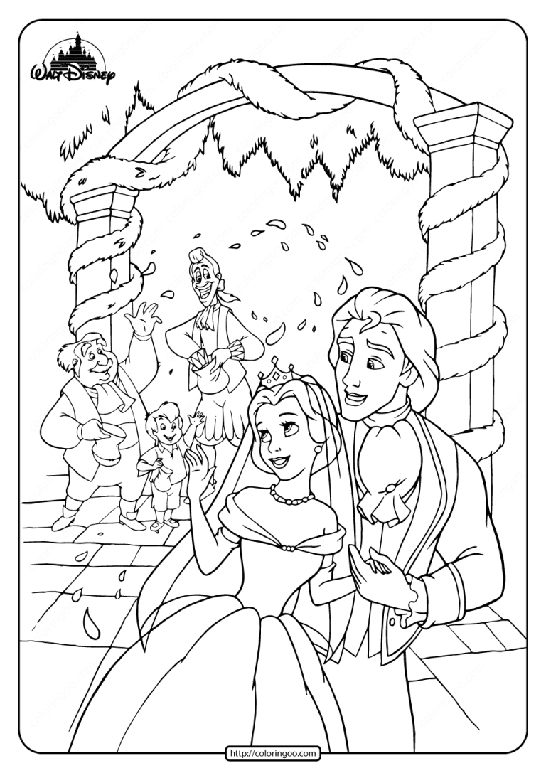 Printable Beauty and the Beast Belle Coloring Page - Free Printable ...