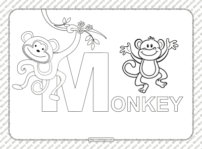 Cartoon Monkey Word Coloring Page