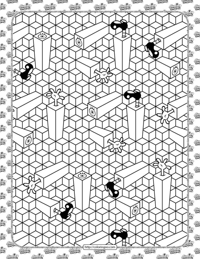 SpongeBob SquarePants Blocks Coloring Page