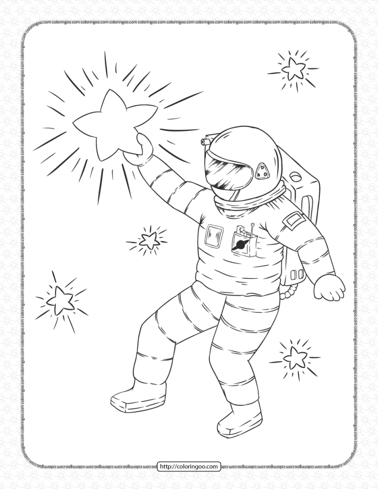 Free Printable Astronaut in Space Pdf Coloring Page