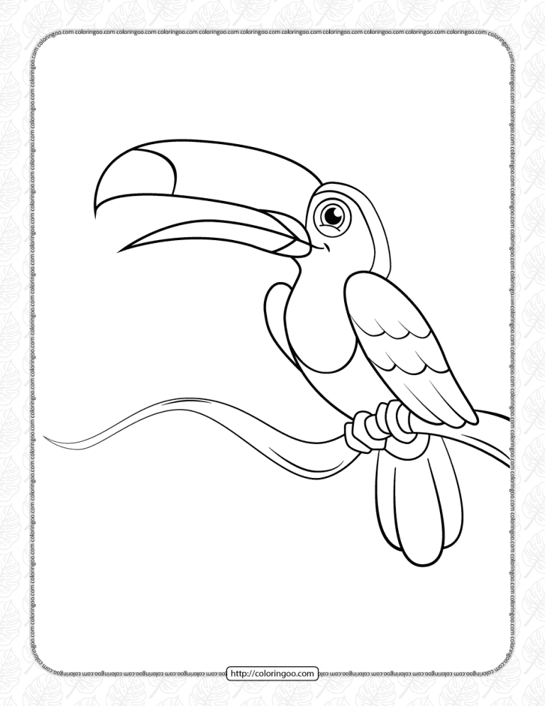 Free Printable Animals Toucan Pdf Coloring Page - Free Printable ...