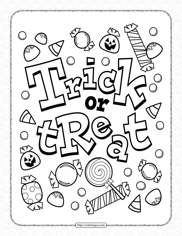 Halloween Trick or Treat Coloring Page