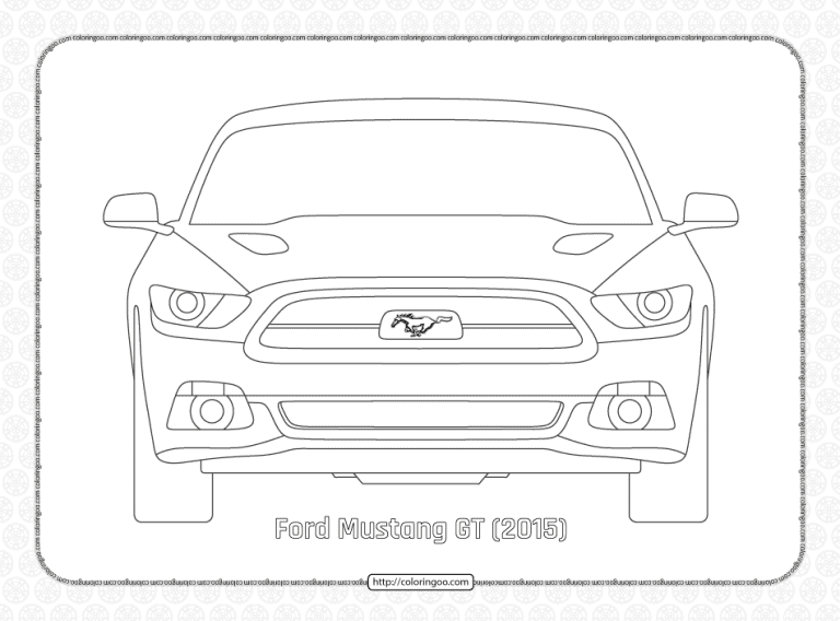 Ford Mustang GT 2015 Front View Outline