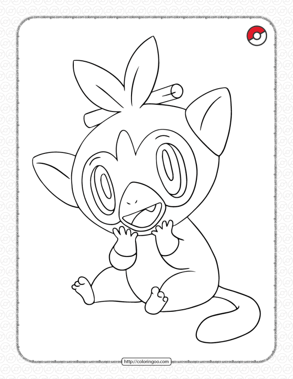 Pokemon Grookey Coloring Pages for Kids