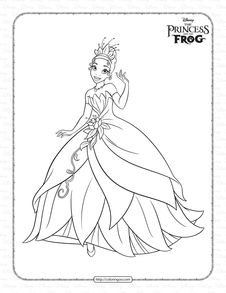 Printable Disney Tiana Under The Stars Coloring Pages - Free Printable ...