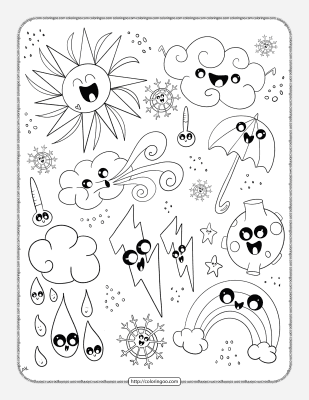 Weather Doodle Pdf Coloring Page