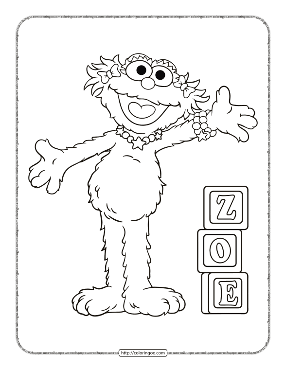 Sesame Street Zoe Pdf Coloring Pages