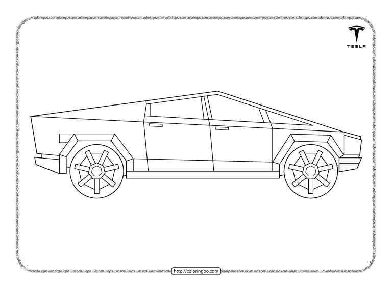 Printable Cars Tesla Cybertruck Coloring Pages