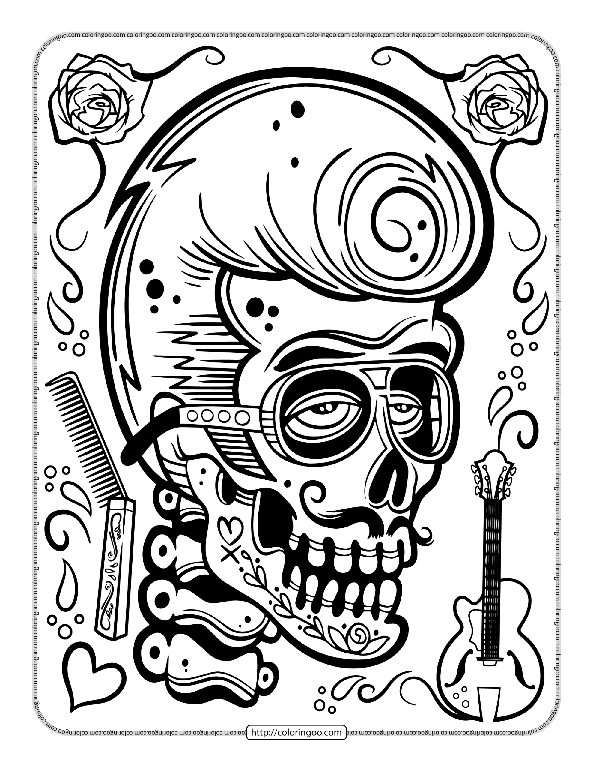 Printable Sugar Skulls Coloring Sheet