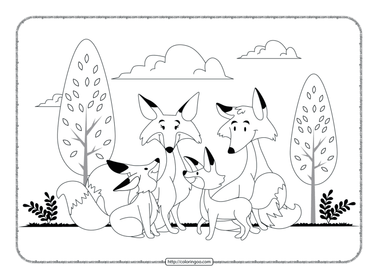 Free Printable Fox Hand Drawn Coloring Page