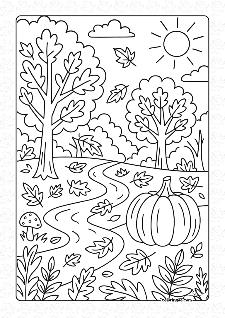 Autumn Tree Coloring Pages for Kids