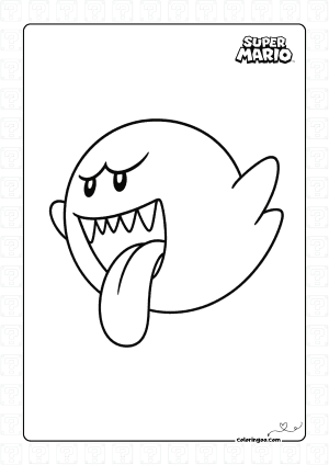 Boo from Super Mario Coloring Page