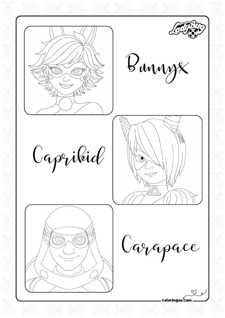 Cat Noir and Ladybug Coloring Pages