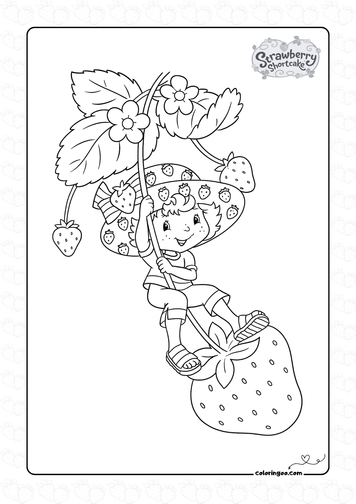 Cartoon Strawberry Girl Coloring Page