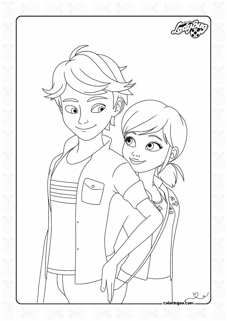Free Printable Cat Noir And Ladybug Coloring Pages