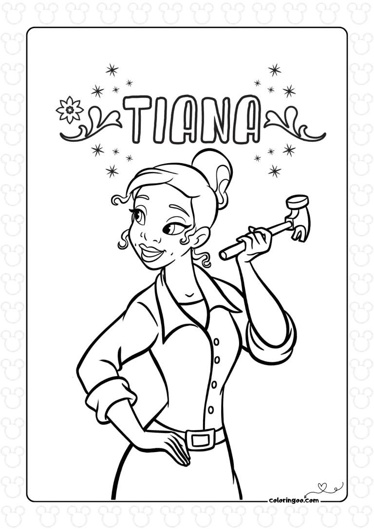 Disney Princess Tiana Coloring Sheet