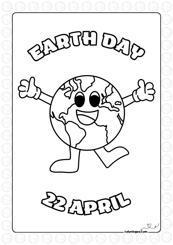 Earth Day 22 April Coloring Page
