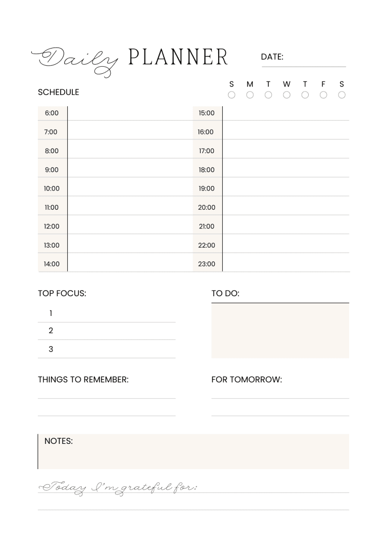 Printable Daily Planners (All Free Pdf Printables)