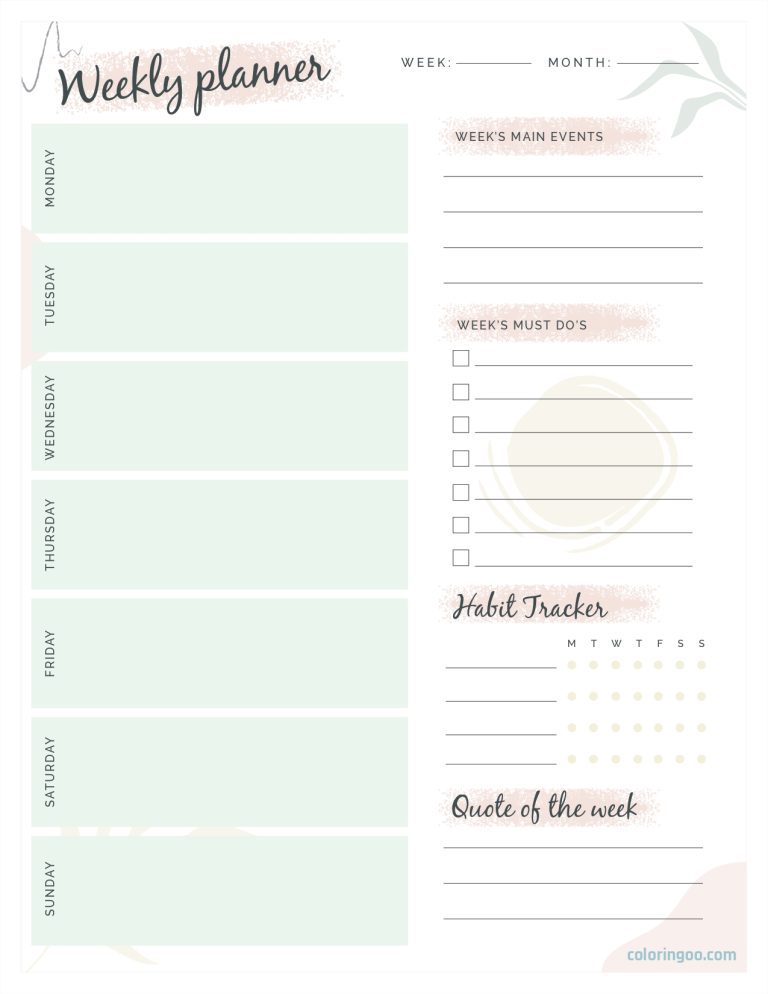 Free Printable Weekly Planner 02