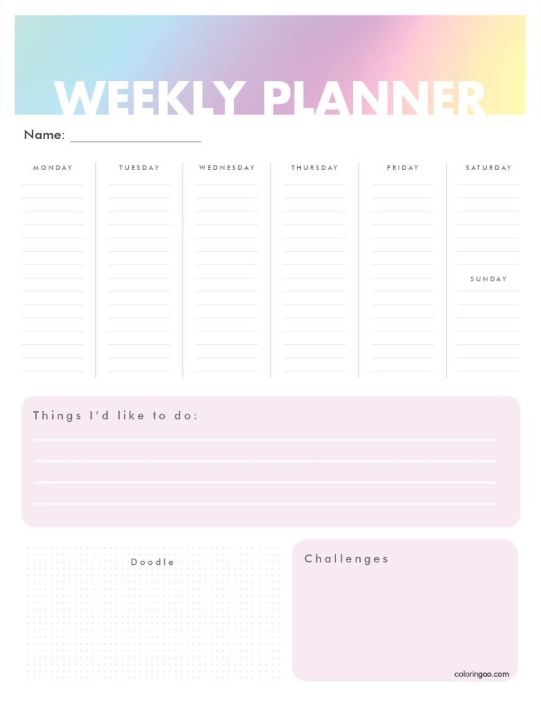 Free Printable Weekly Planner 14