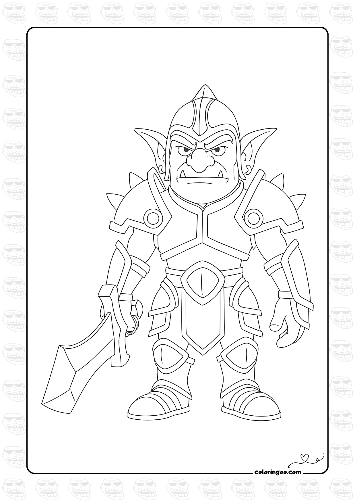 Goblin Warrior Coloring Page