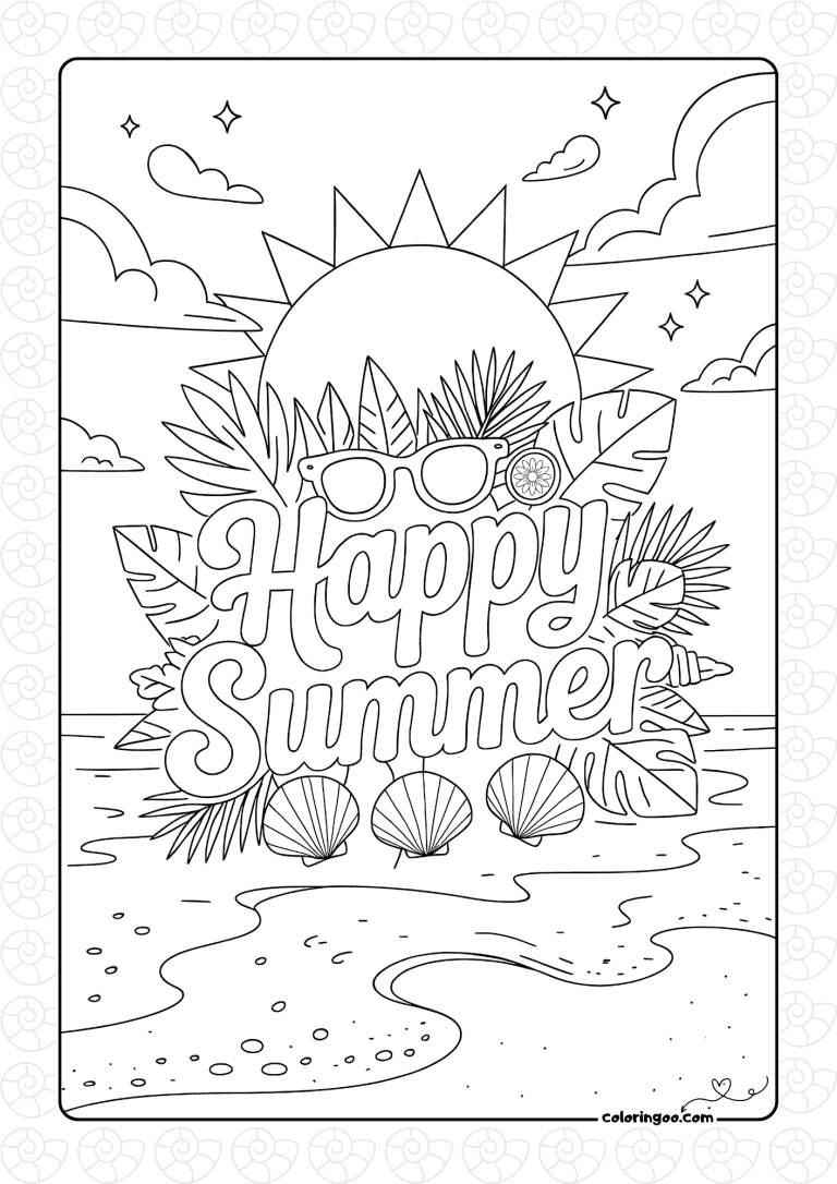 Hello Summer Coloring Sheet