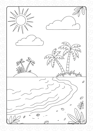 Beach House Coloring Page