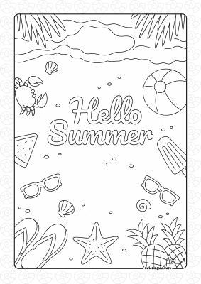 Hello Summer Pdf Coloring Page