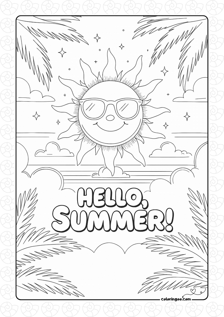 Hello Summer Pdf Coloring Sheet