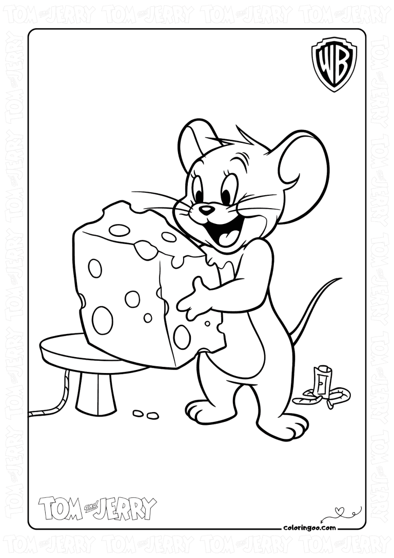 Jerry with Cheese Coloring Page