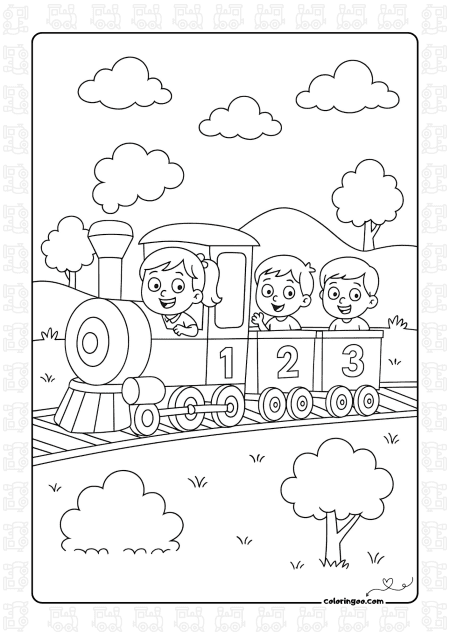 Free Printable Cute Train Coloring Sheet