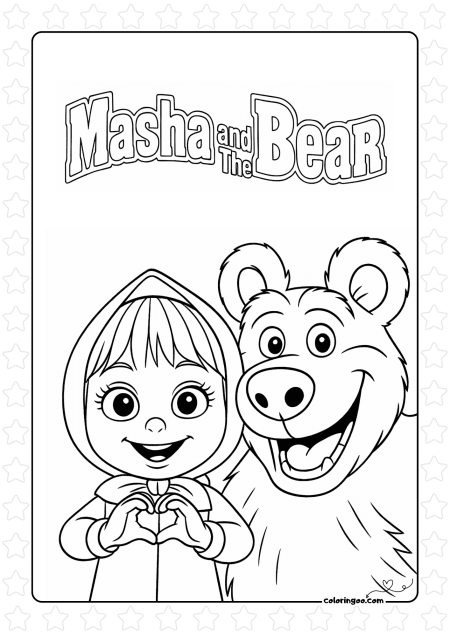 Masha and the Bear Coloring Sheet