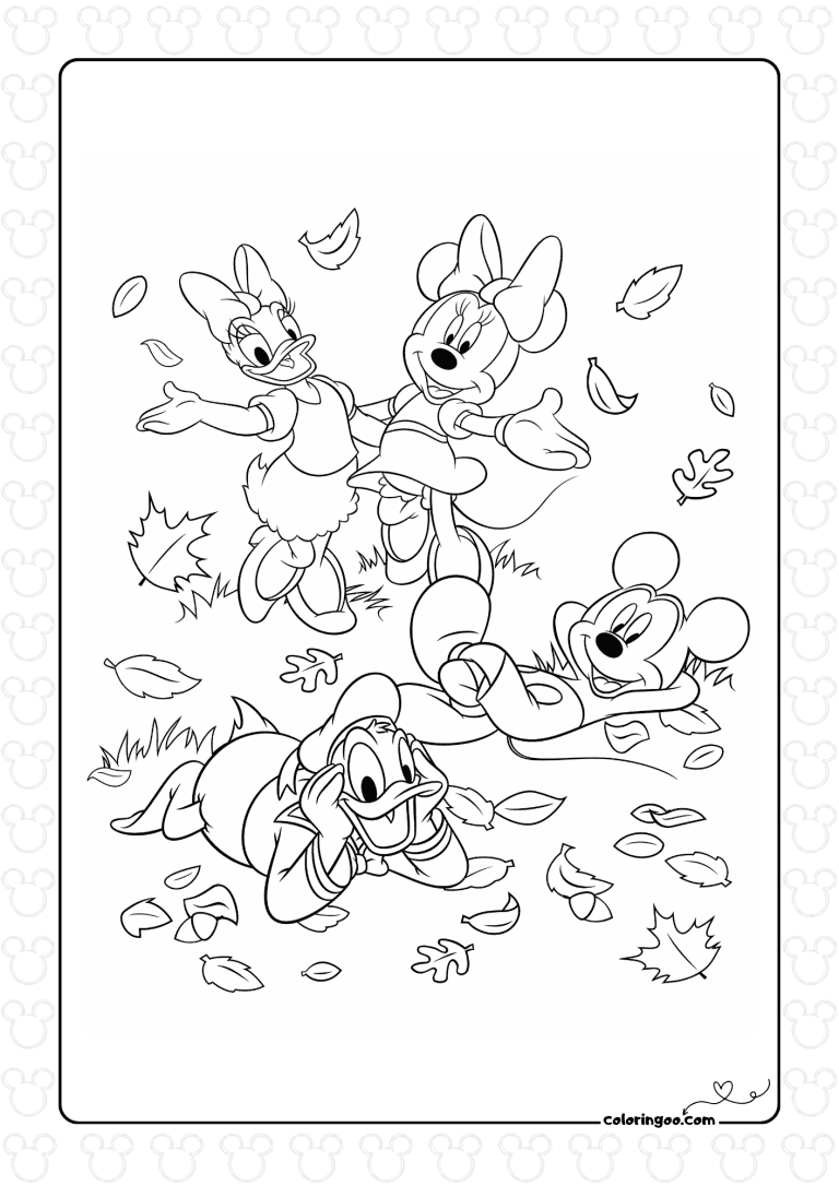 Mickey and Friends Autumn Scene