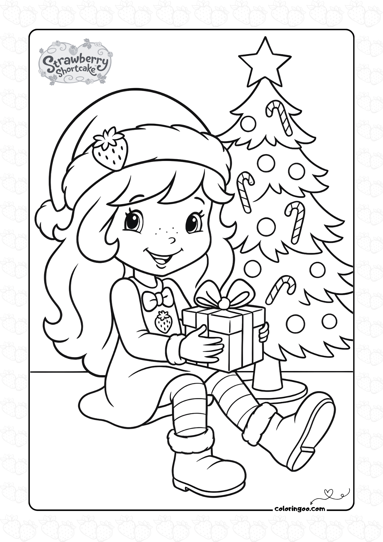 Strawberry Shortcake Christmas Coloring Page