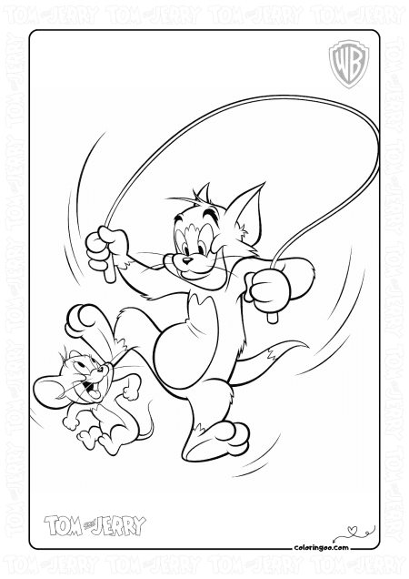 Free Printable Tom And Jerry Jumping Rope Coloring Page