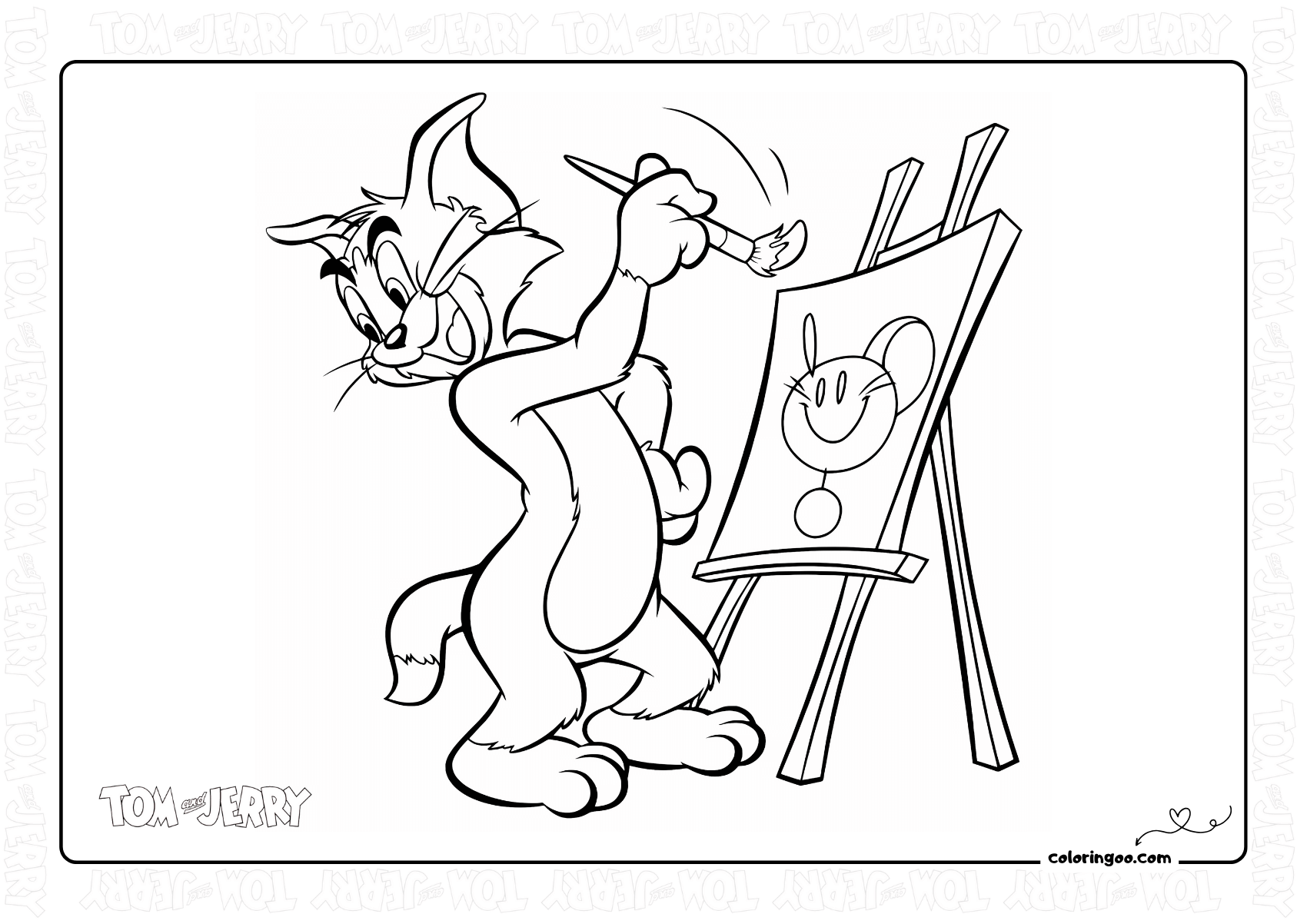 Free Printable Tom Is Painting Coloring Page