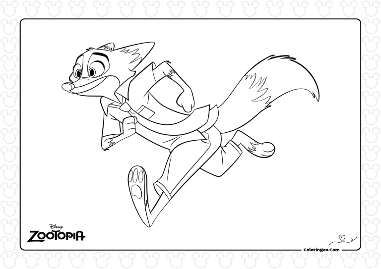 Zootopia Nick Wilde Coloring Sheet