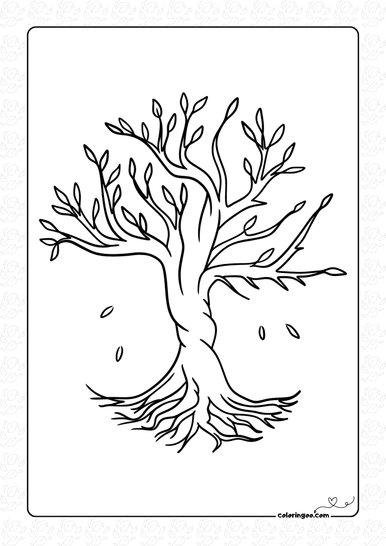 Autumn Tree Coloring Pages for Kids