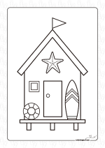 Beach House Coloring Page
