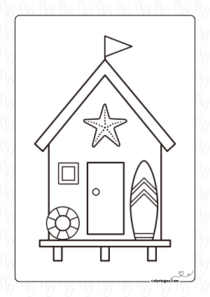 Beach House Coloring Page