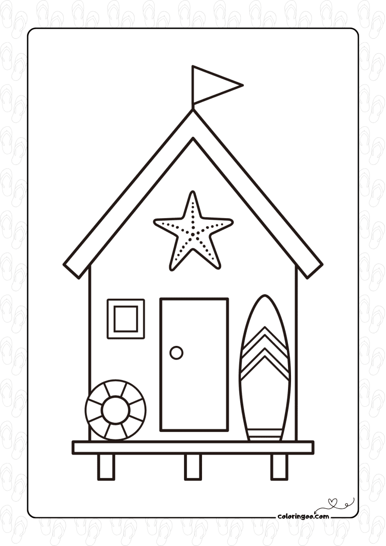 Beach House Coloring Page
