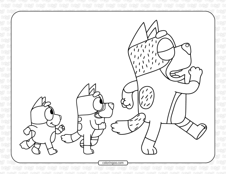 Bluey Bingo Scooter Coloring Page